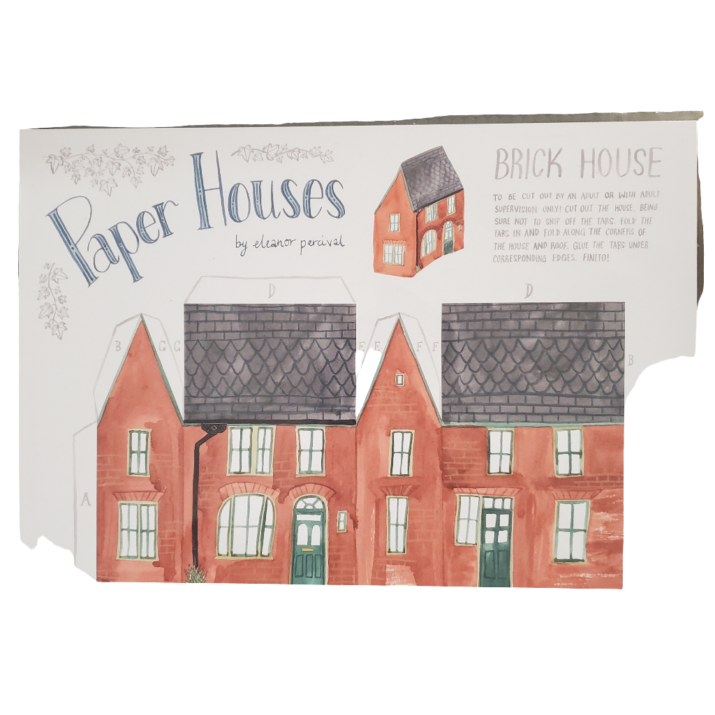 Paper Houses (Brick House) Cut outs by Eleanor Percival – Cornercopia Store